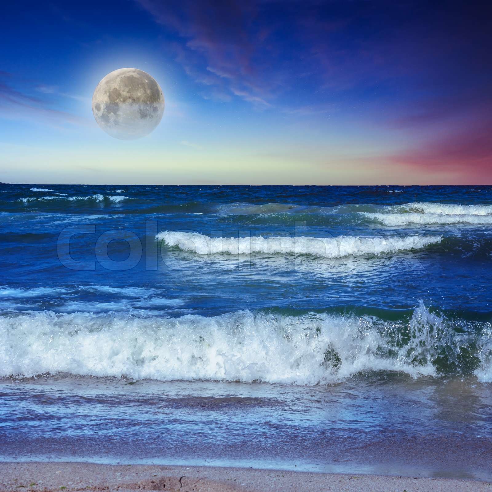 Ocean Waves Beach At Night