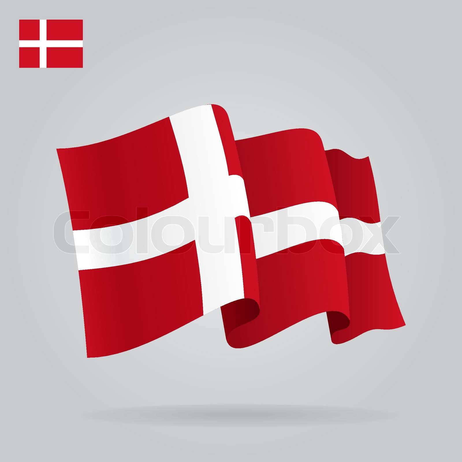 Flat and waving Danish Flag. Vector | Stock vector | Colourbox