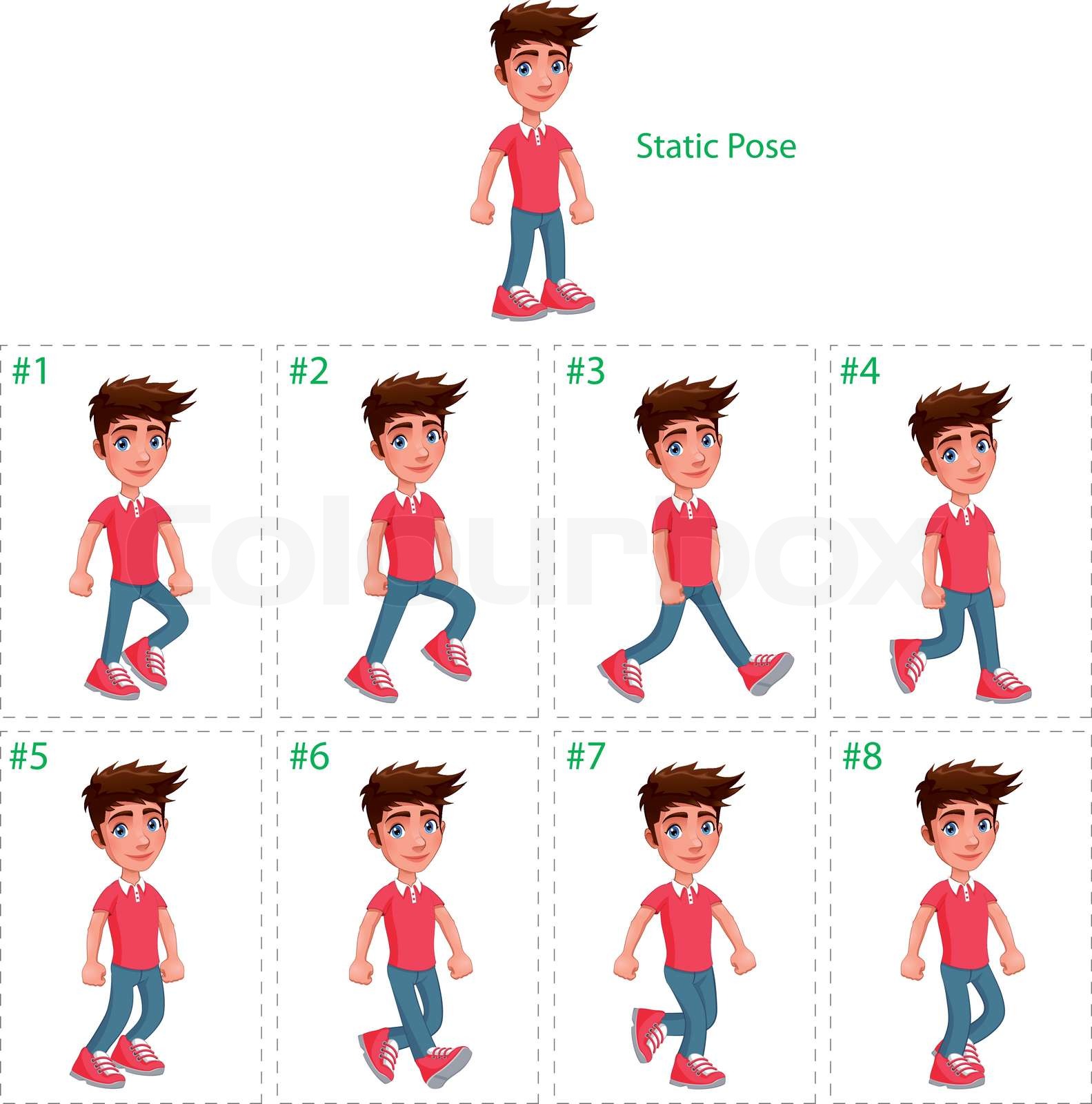 Animation of boy walking. | Stock vector | Colourbox
