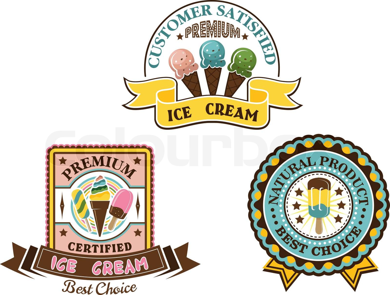 Ice cream badges and labels | Stock vector | Colourbox