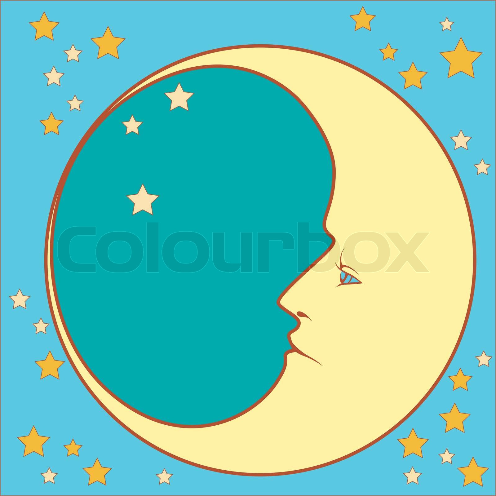 crescent moon profile | Stock vector | Colourbox
