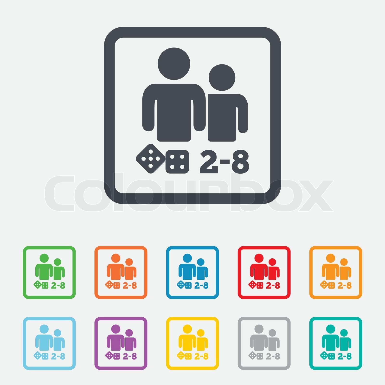 Board games sign icon. 2-8 players symbol. | Stock vector | Colourbox