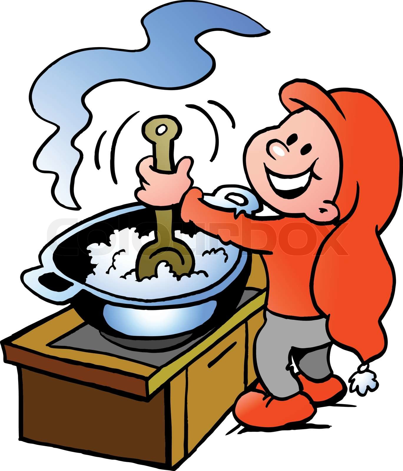 Hand-drawn Vector illustration of an Happy Christmas Elf cooking Food ...