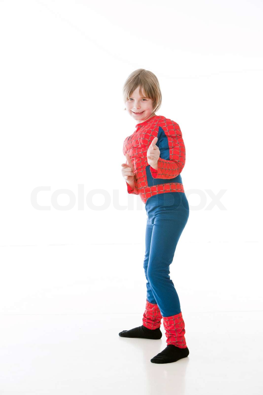Caucasian boy in spiderman costume | Stock image | Colourbox