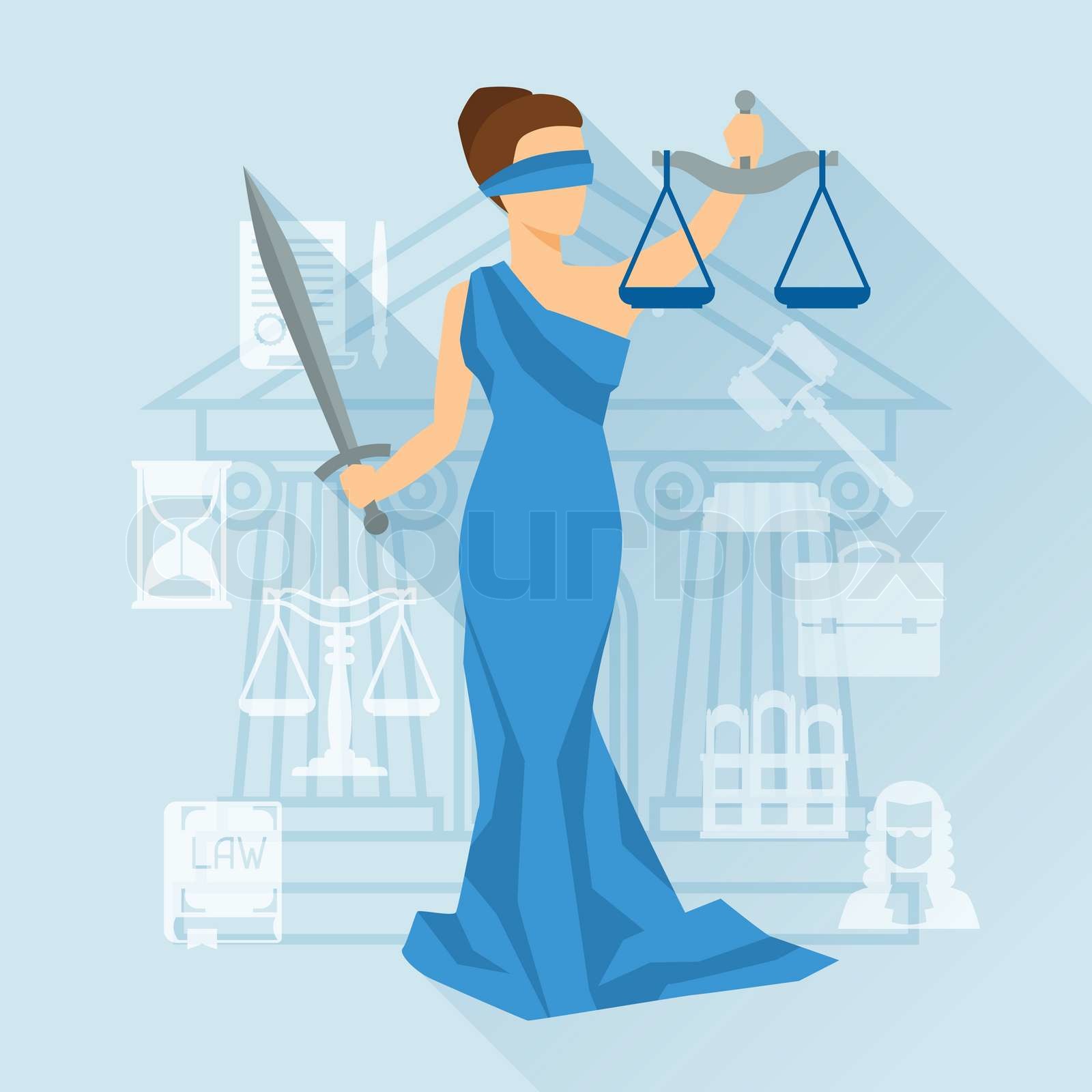 Lady justice illustration in flat design style. | Stock vector | Colourbox