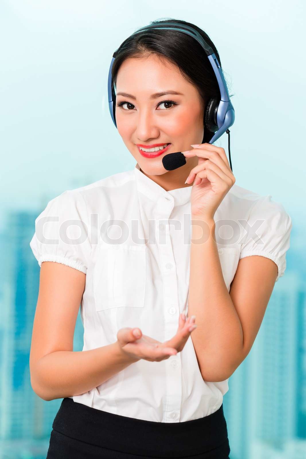 Asian chinese call center agent | Stock image | Colourbox