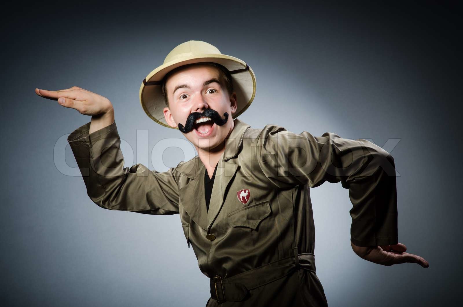 Man In Safari Hat In Hunting Concept Stock Image Colourbox