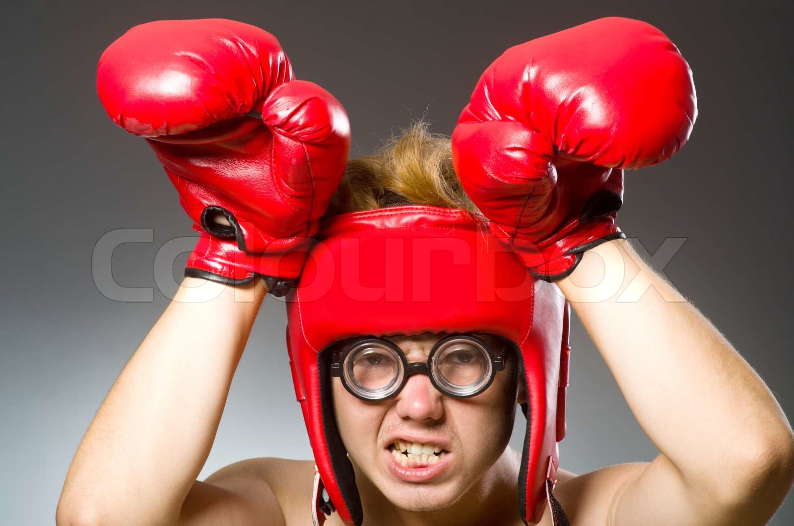 Funny nerd boxer in sport concept | Stock image | Colourbox