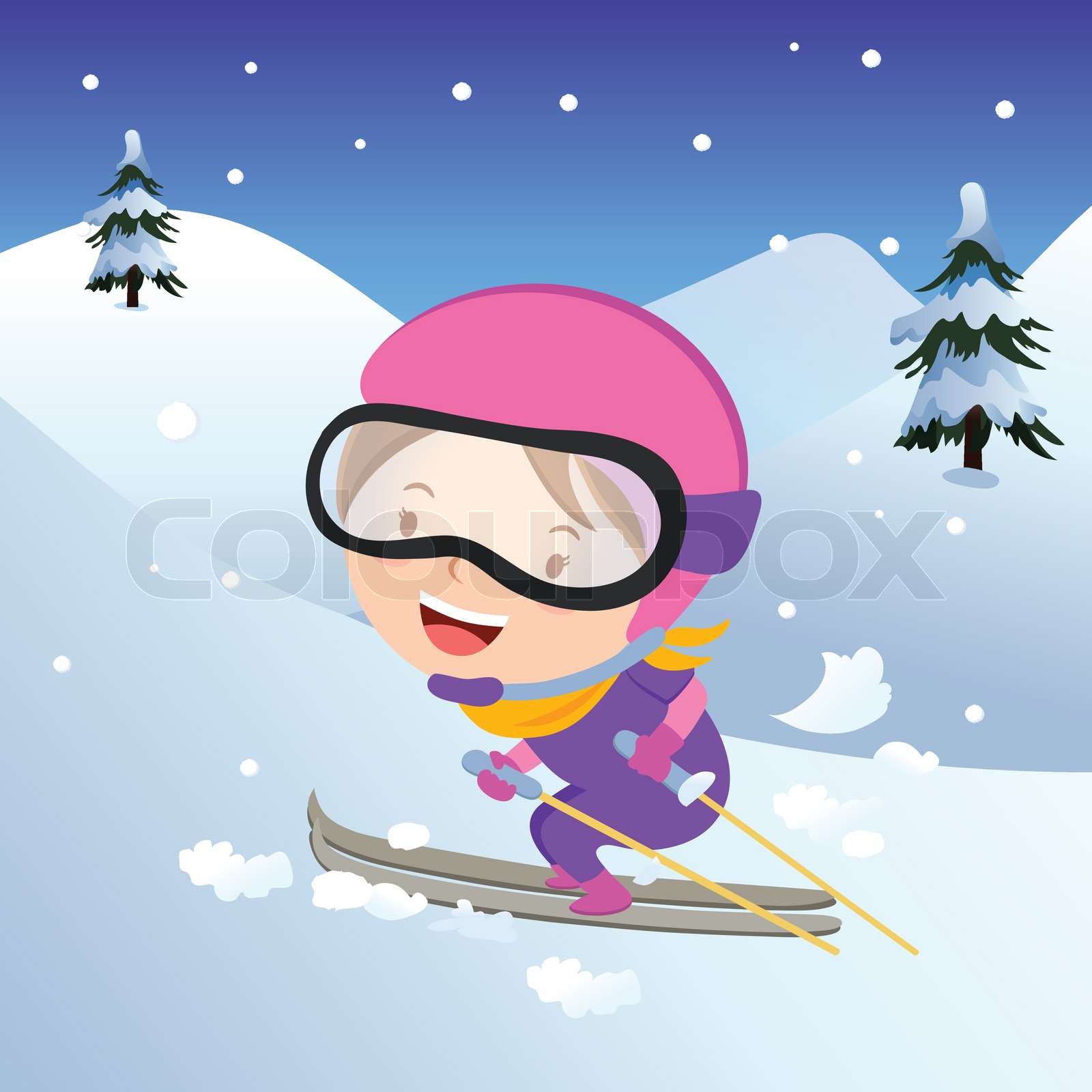 Girl skiing | Stock vector | Colourbox