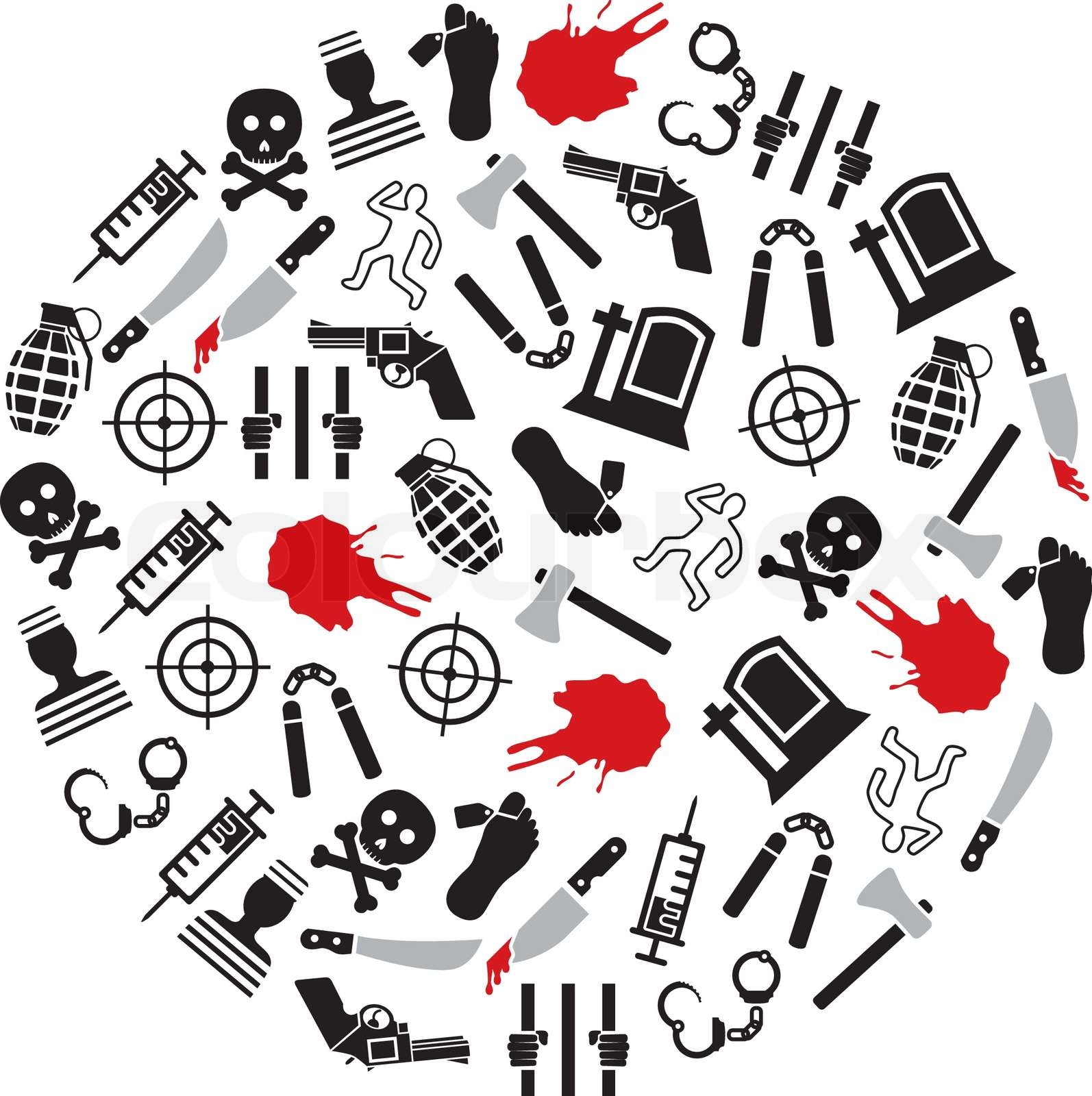 murder icons in circle | Stock vector | Colourbox