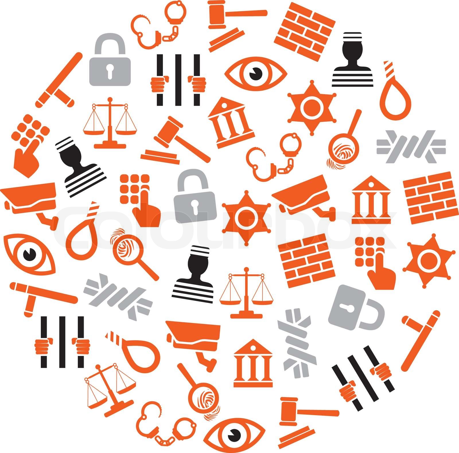 prison icons in circle | Stock vector | Colourbox