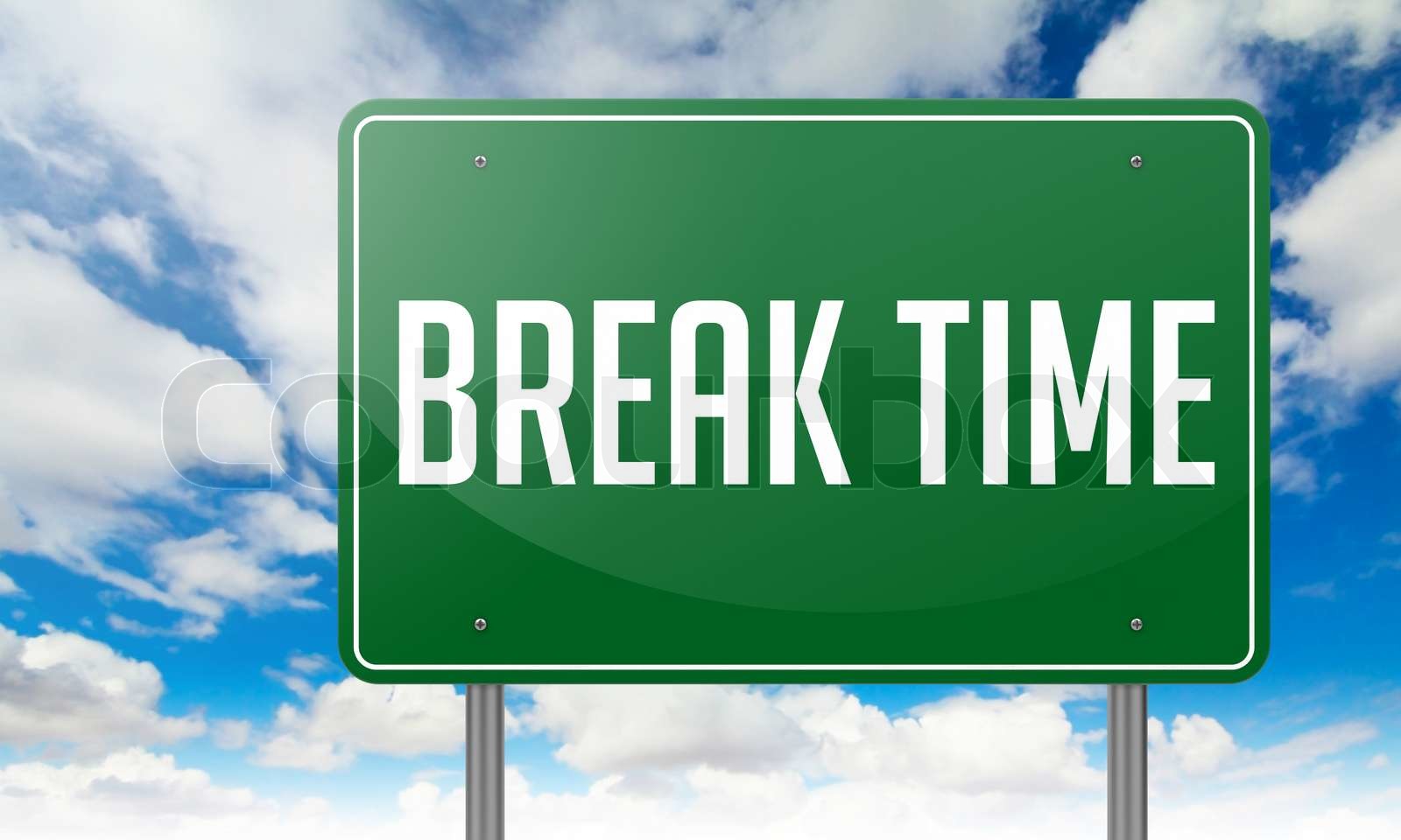 Break Time on Highway Signpost. | Stock image | Colourbox