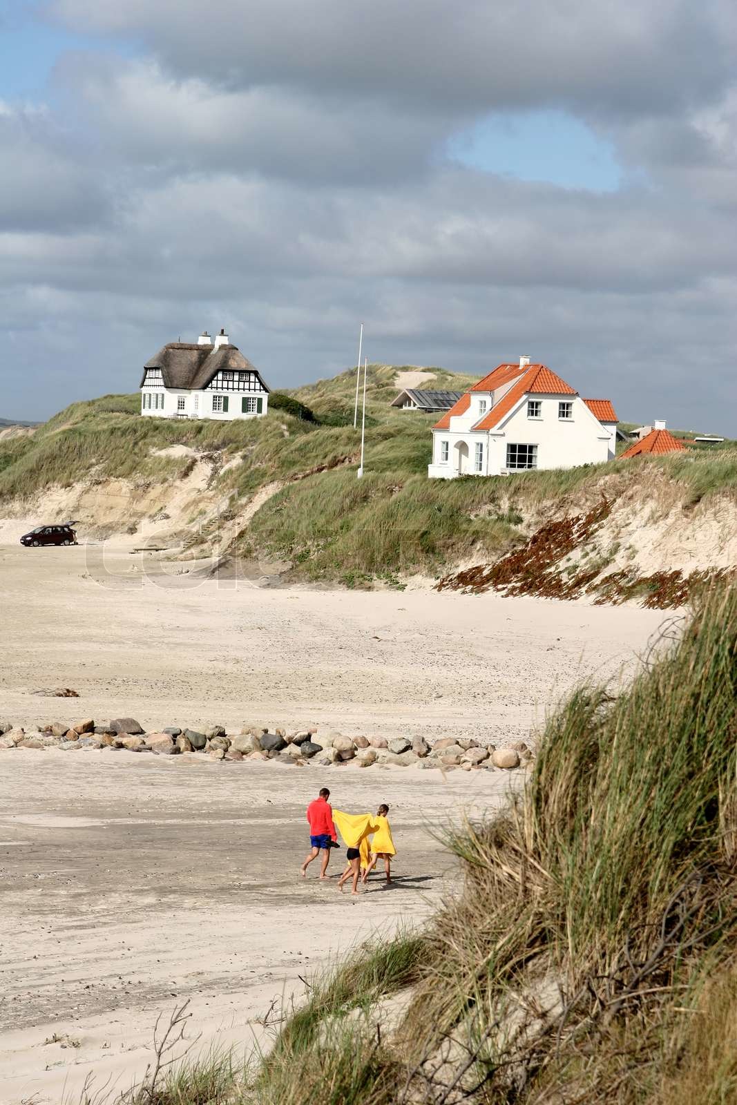 summer in denmark:beach of loekken, people on the beach | Stock image ...