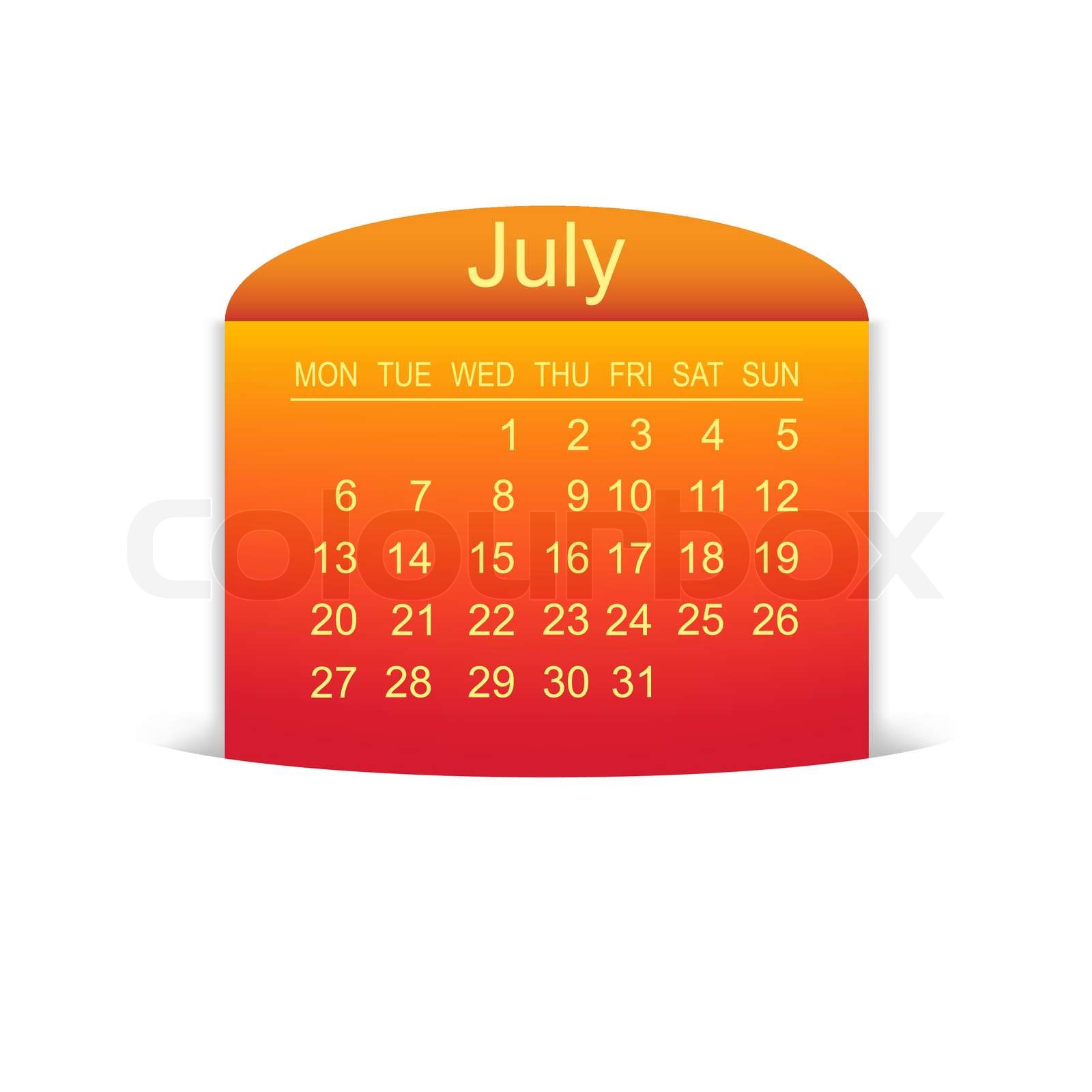 Calendar July 2015. Vector. | Stock vector | Colourbox
