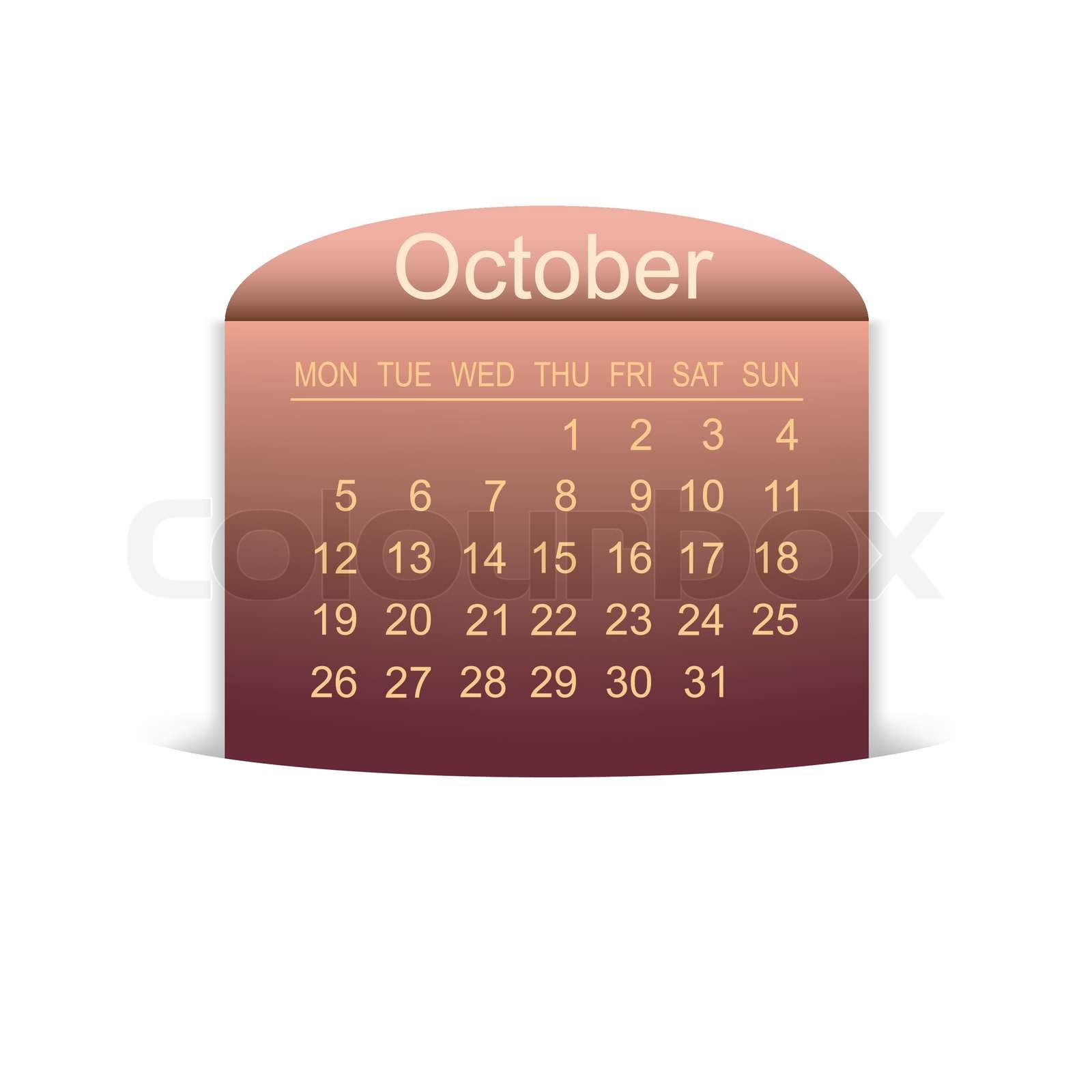 Calendar October 2015. Vector. | Stock vector | Colourbox