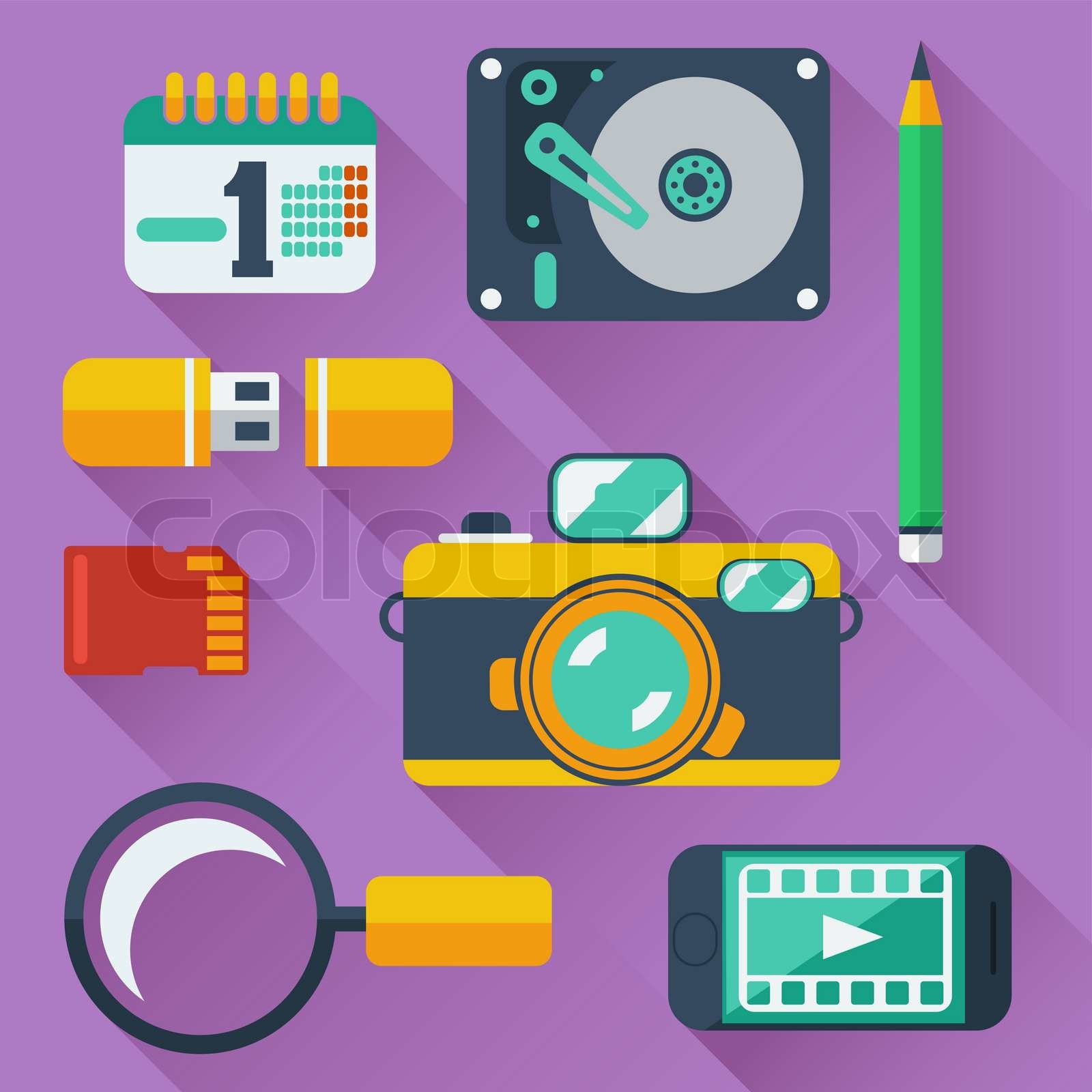 Data storage devices icons | Stock vector | Colourbox