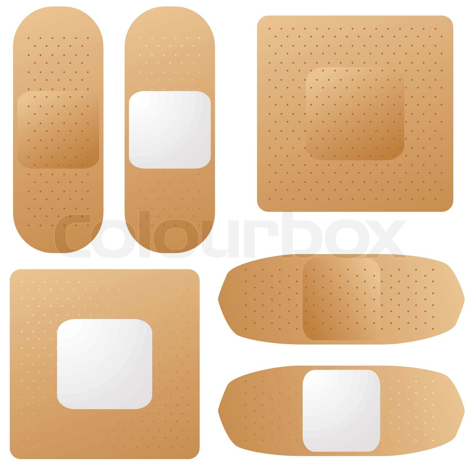 Collection of brown illustrated band aids from both sides | Stock ...