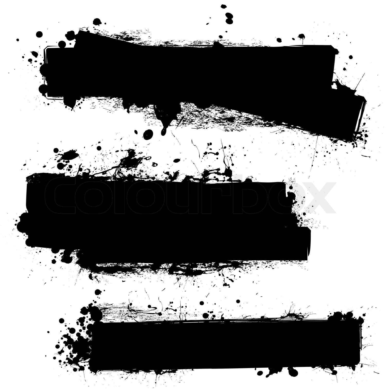 three ink splat banners with grunge effect in black | Stock vector ...
