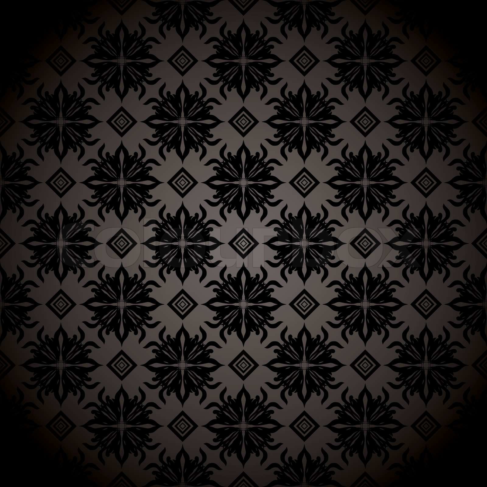 Black and gray wallpaper design with seamless repeating design | Stock ...