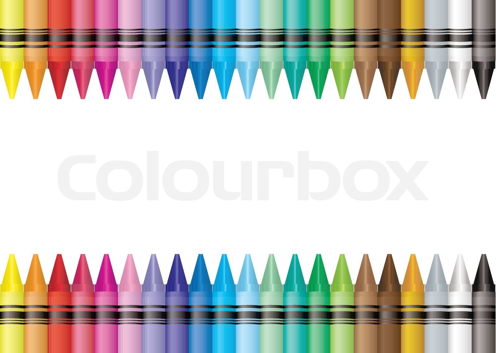 Brightly colored crayon border with room to add your own text | Stock ...
