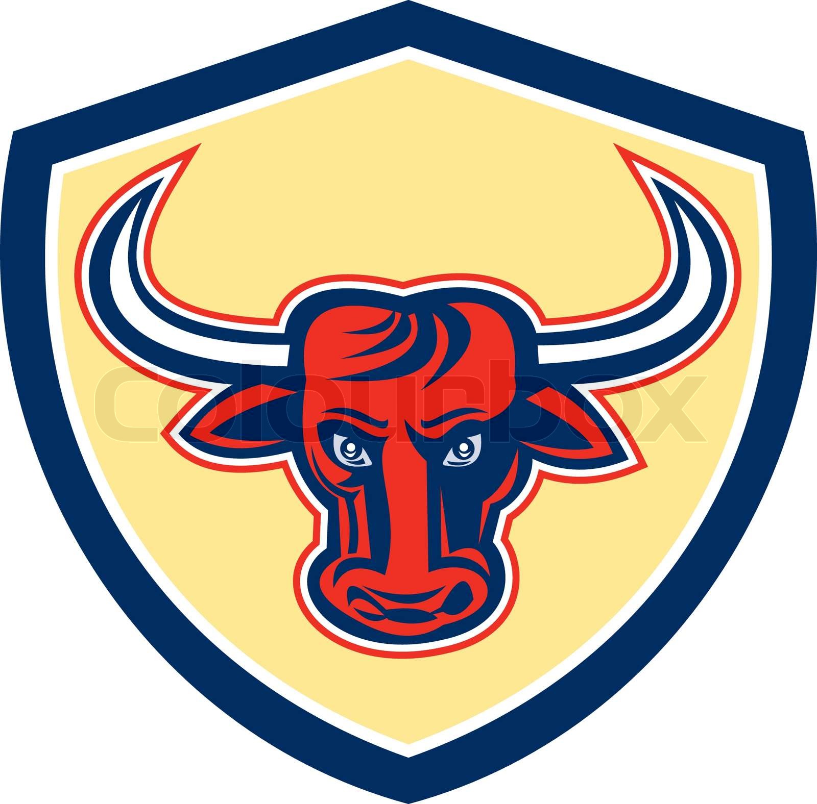 Angry Bull Head Crest Retro | Stock vector | Colourbox