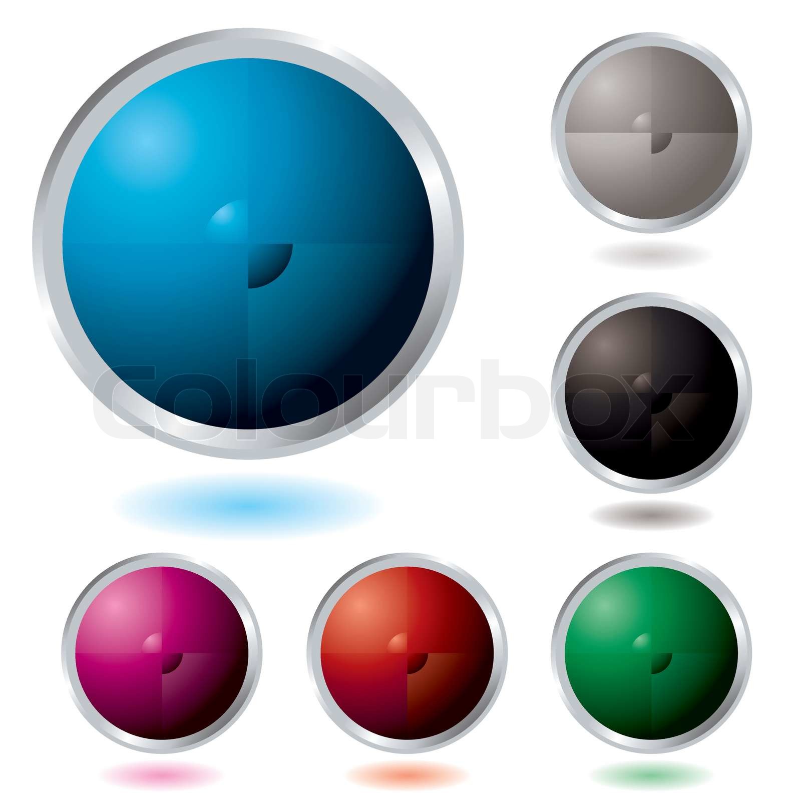 Six Illustrated colourful buttons with a drop shadow | Stock vector ...