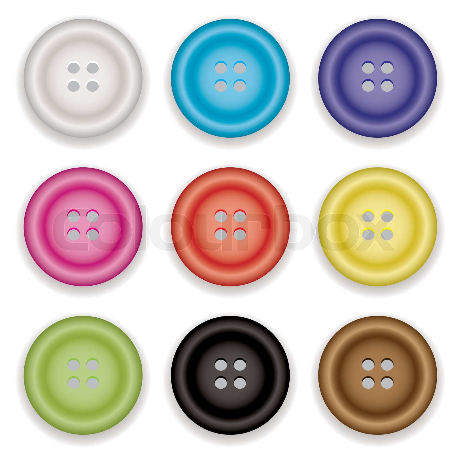Collection of clothes buttons with a selection of colors with shadow ...
