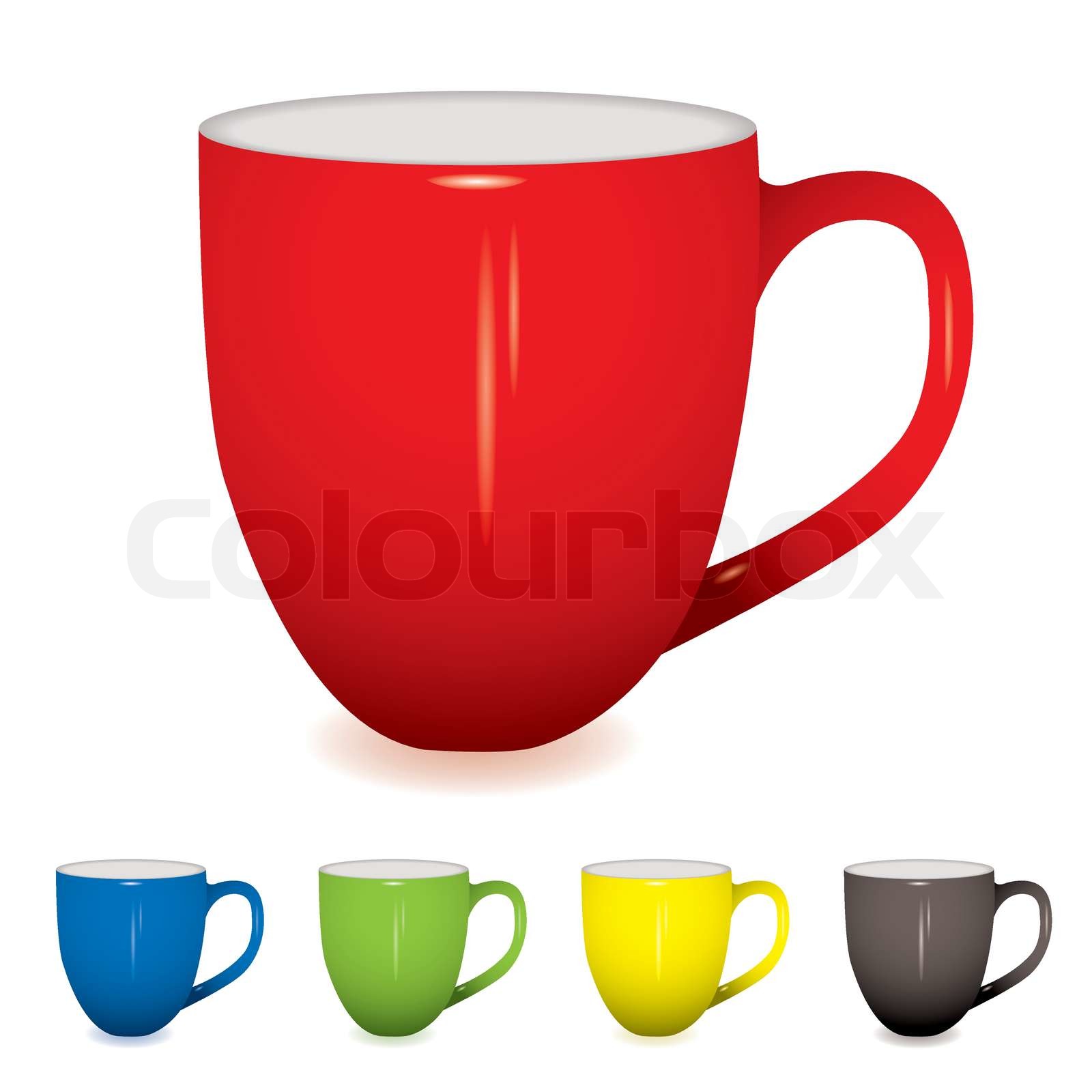 coffee cup with shadow and five colour variations | Stock vector ...