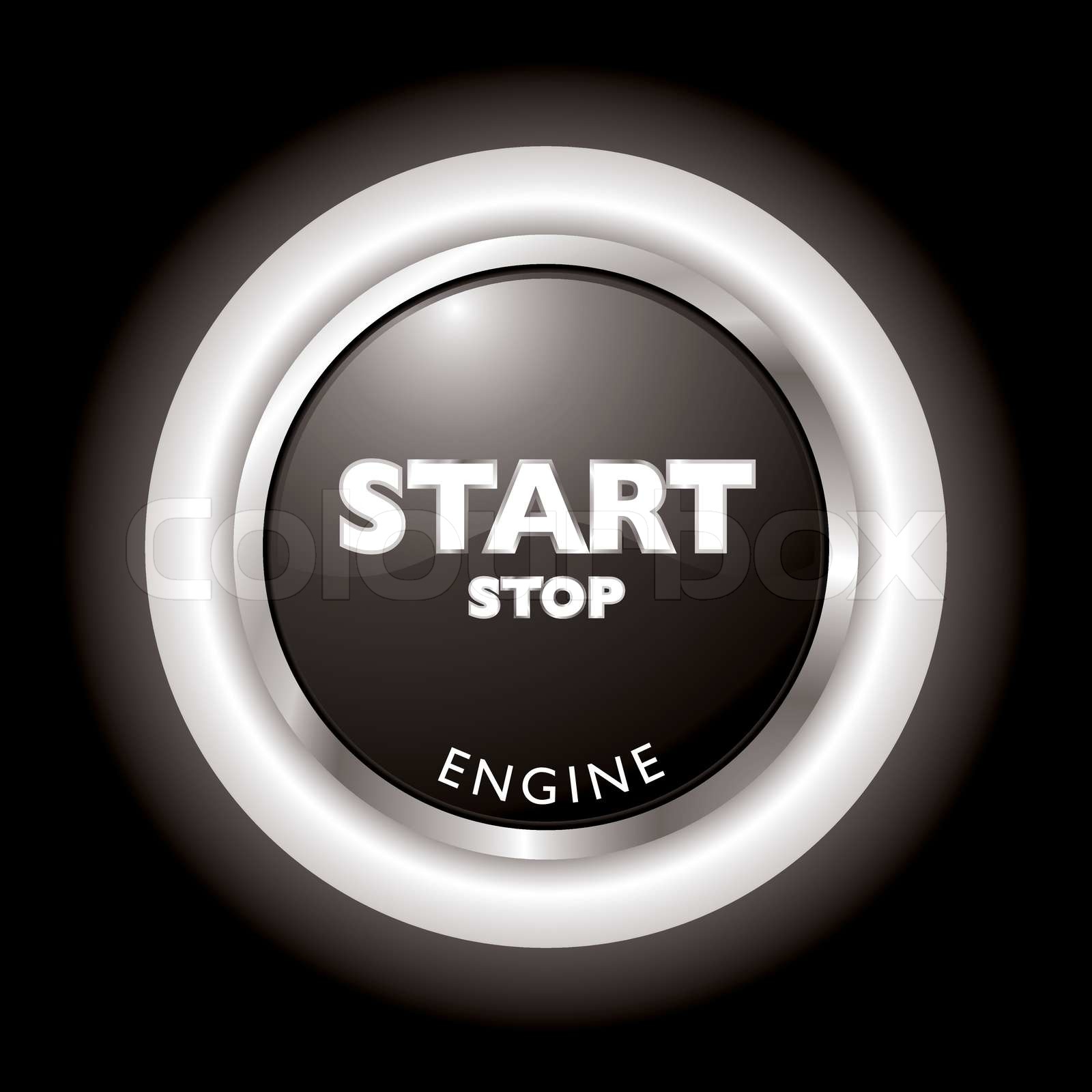 Press to start stop the engine in black and white | Stock vector ...