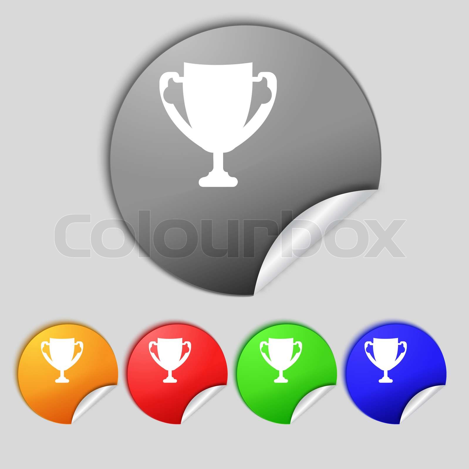 Winner cup sign icon. Awarding of winners symbol. Trophy. Set colourful ...