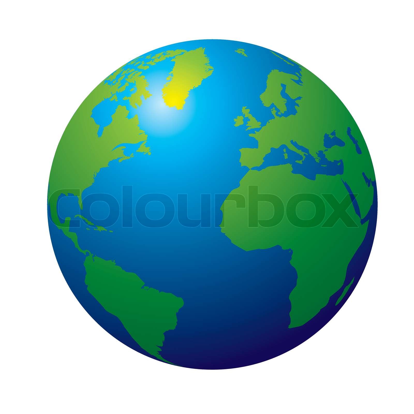 3d view of the earth in tradtional colours green and blue | Stock ...