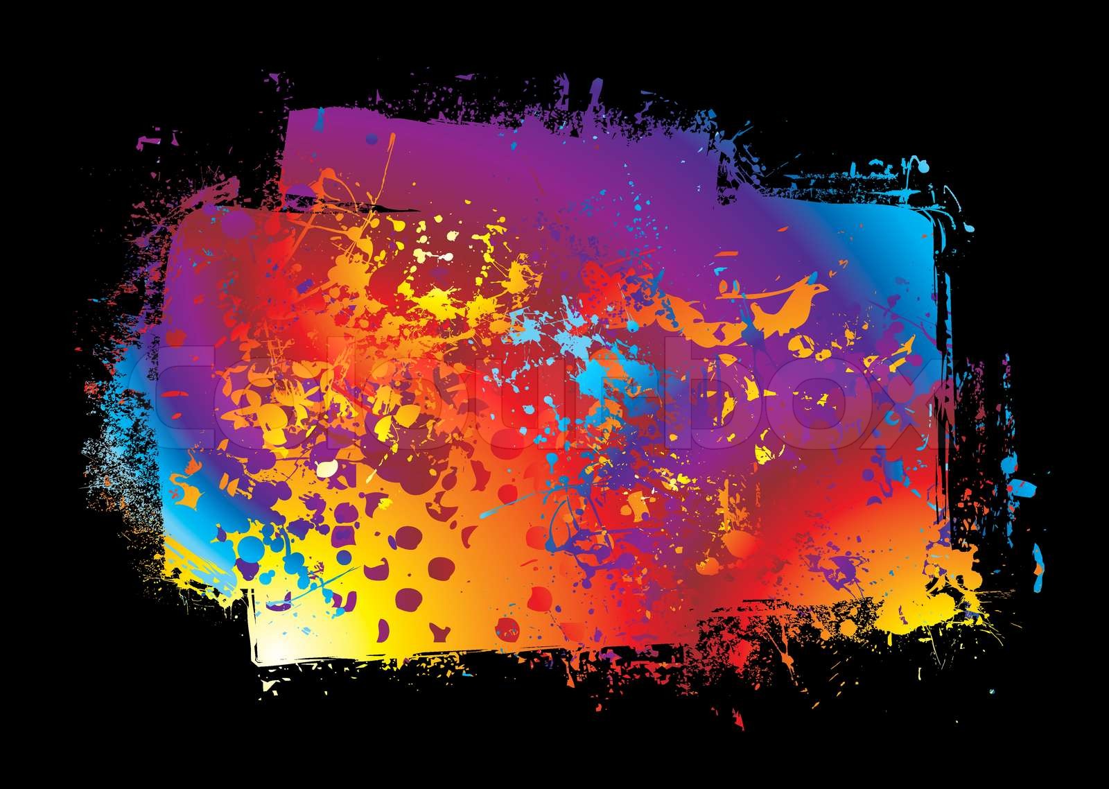 Brightly colored rainbow ink splat banner with weathered effect | Stock ...