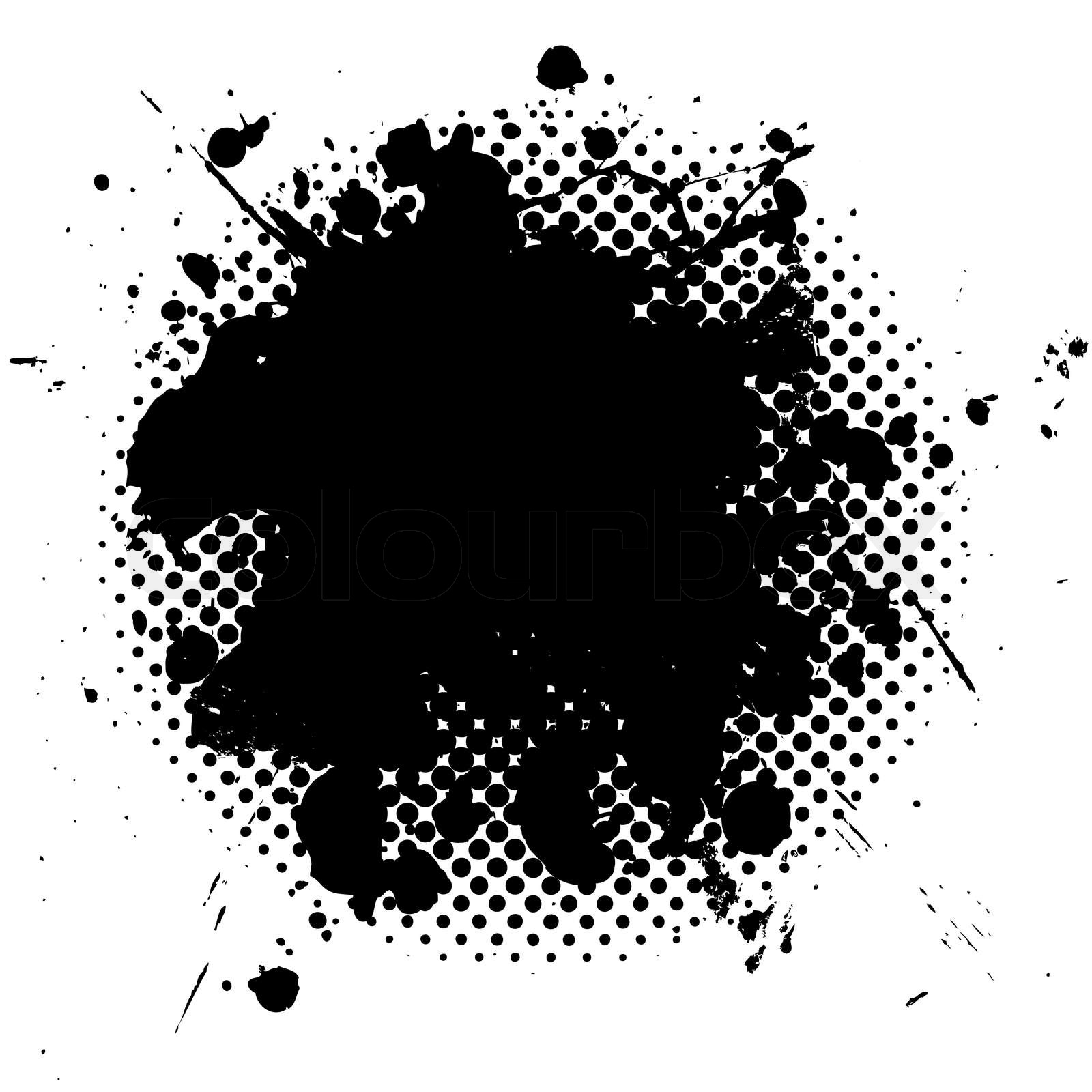 black ink splat with grunge effect and halftone dot fade | Stock vector ...