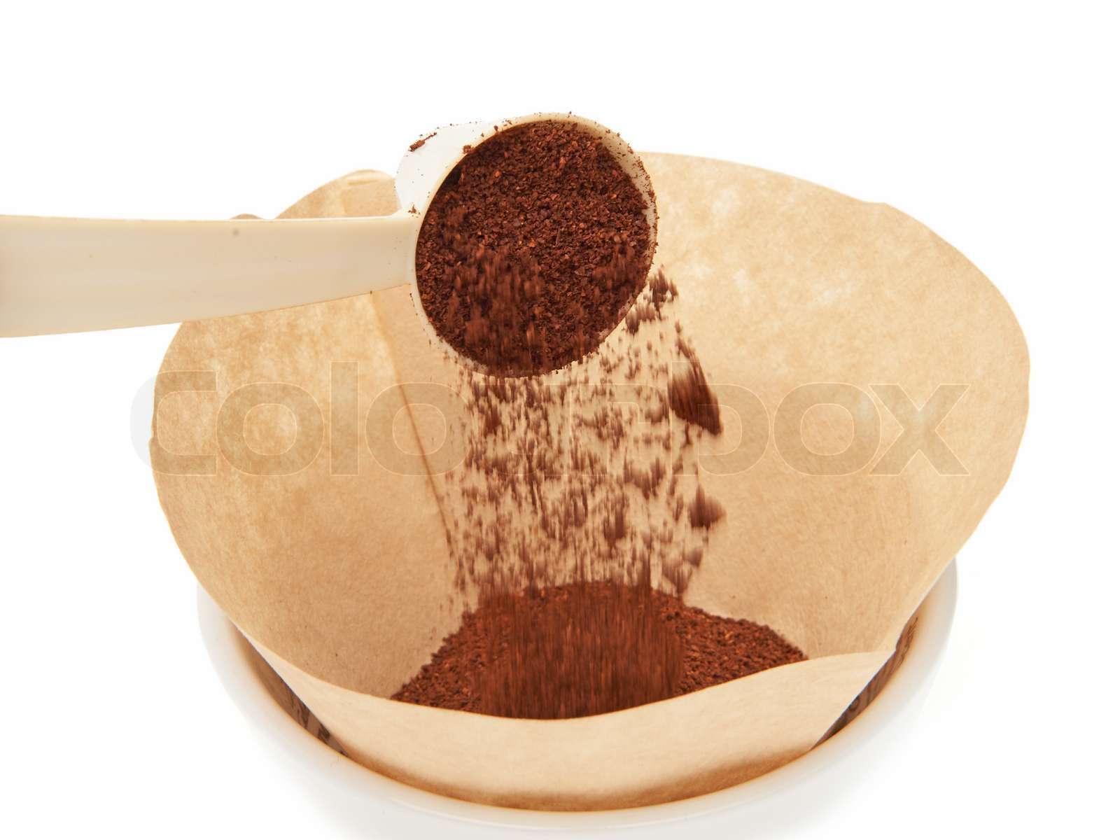 Scooping Grinded Coffee In A Filter Stock Image Colourbox