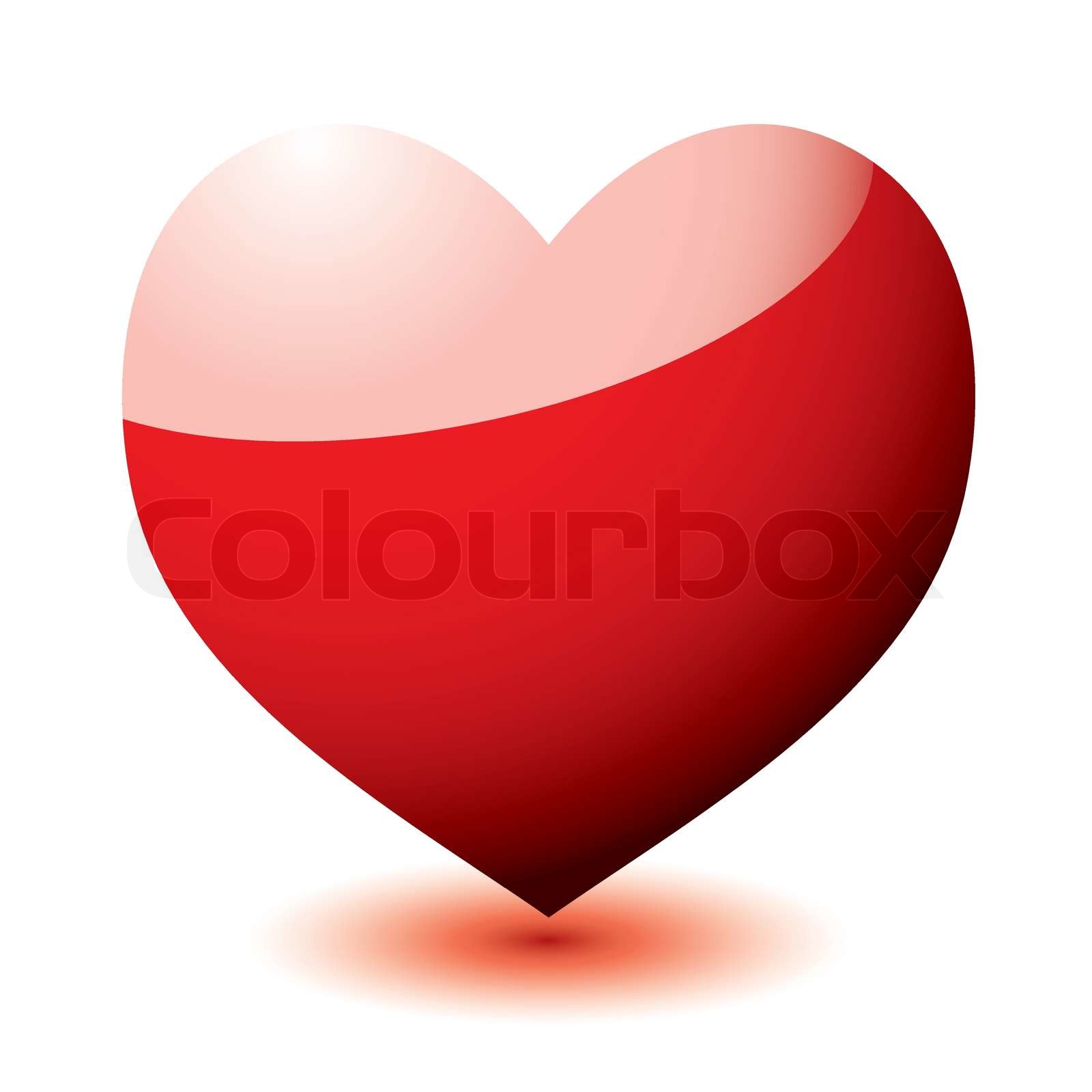 Red love heart with light reflection and drop shadow | Stock vector ...