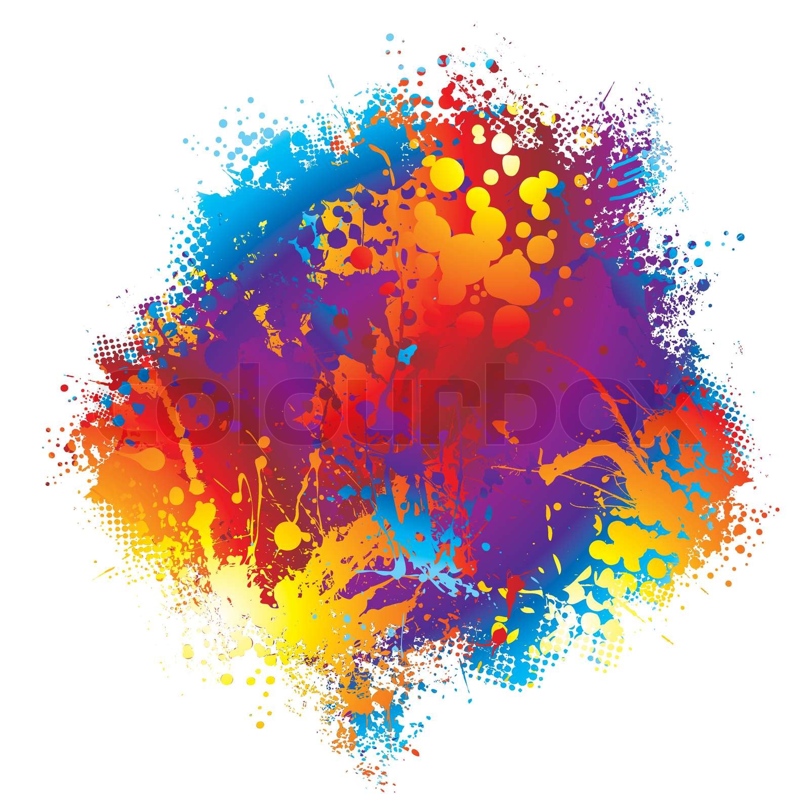 Brightly coloured rainbow ink spalt design with halftone dot | Stock ...