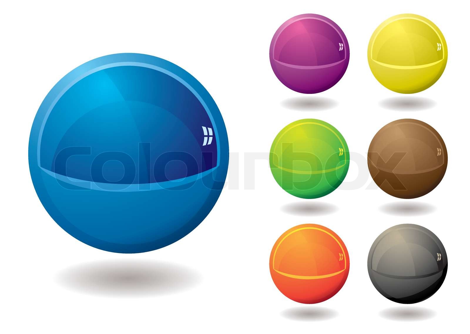 Collection of marble icons with a slice showing the core | Stock vector ...