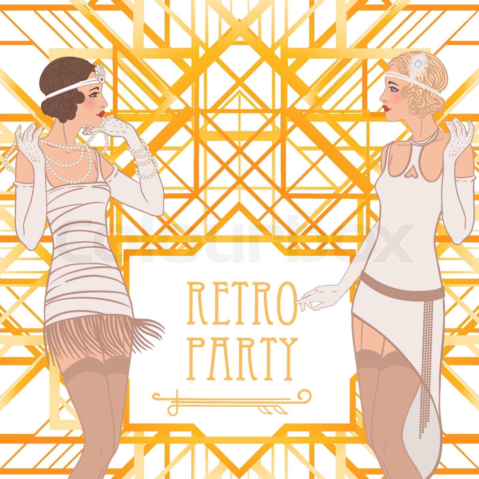 Flapper girl: Retro party invitation design. | Stock vector | Colourbox