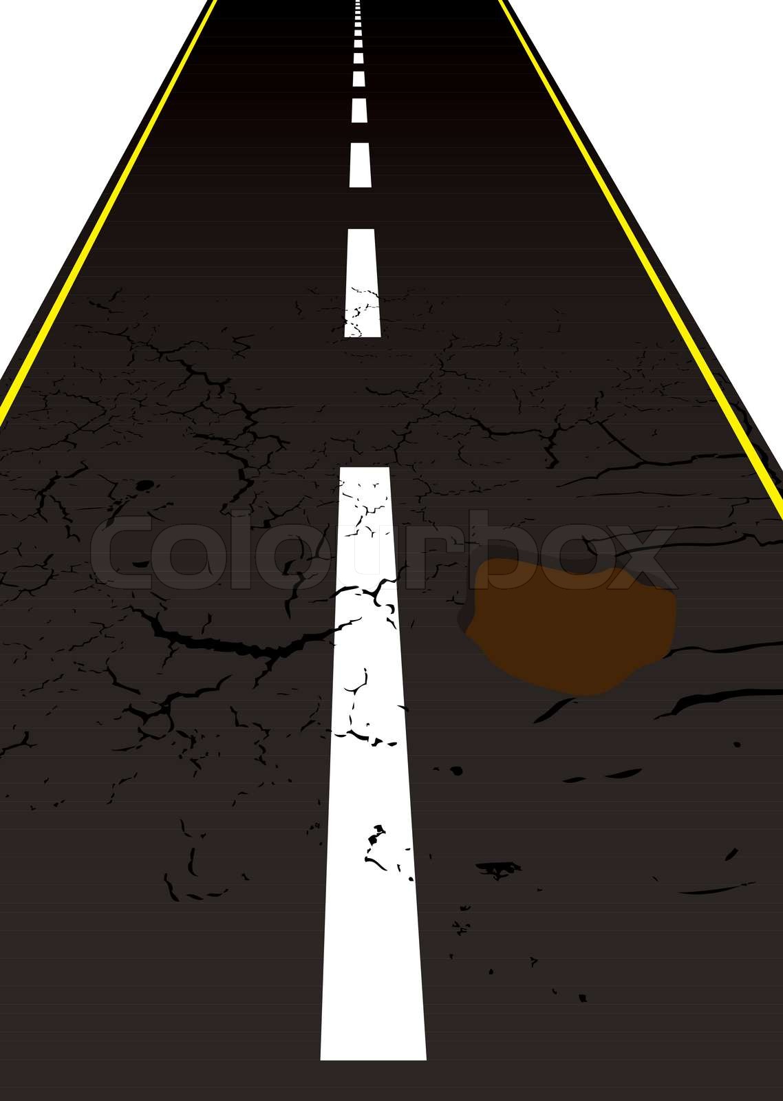 Main road with cracked mettled surface with pot holes | Stock vector ...