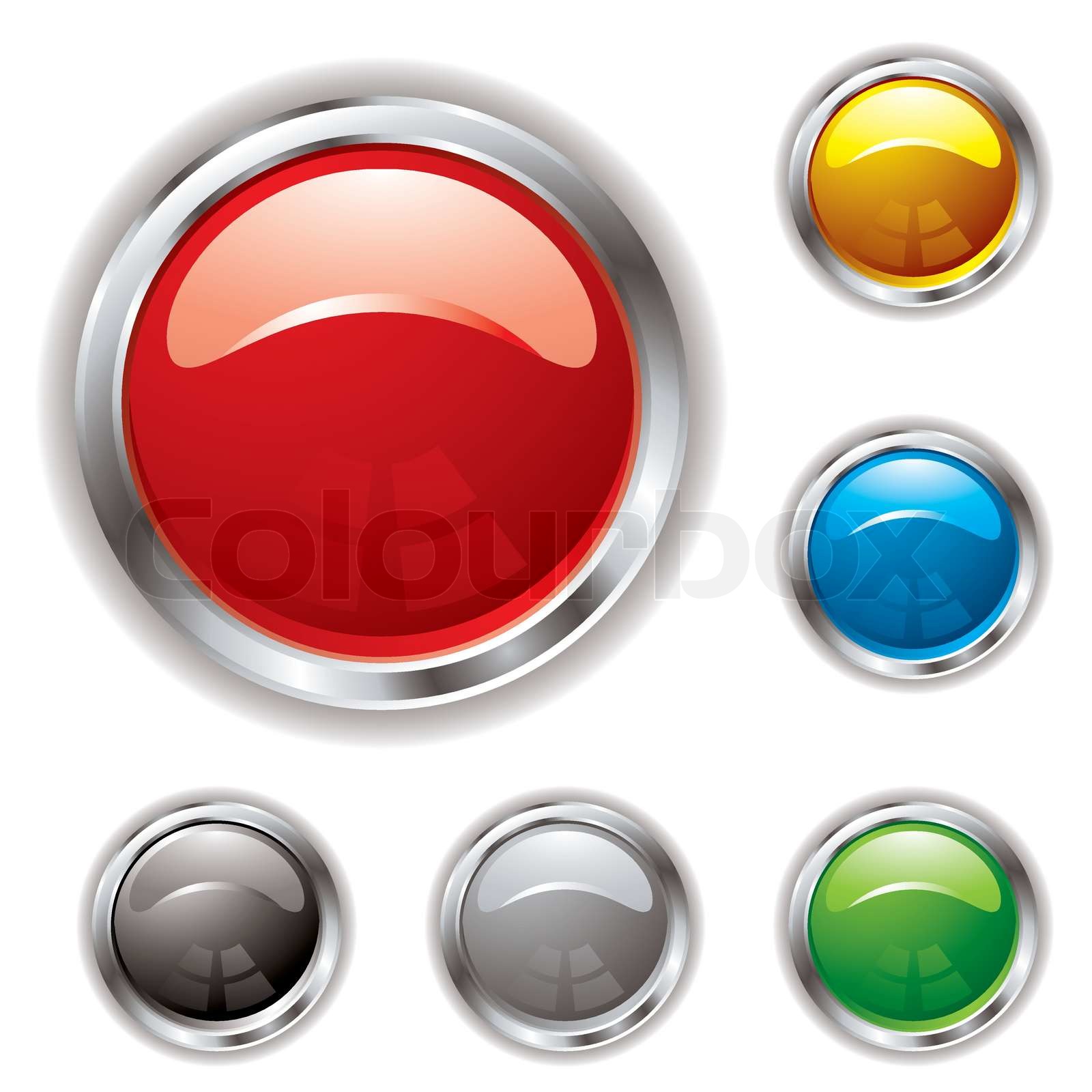 Gel filled button in six colour variations and silver bevel with shadow ...