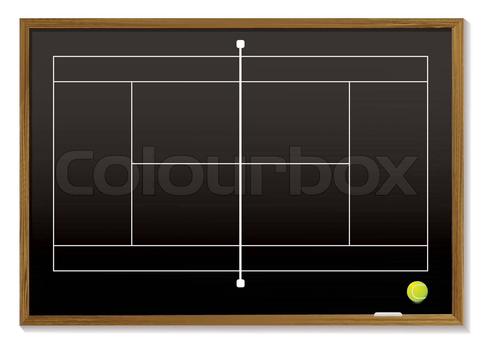 Black board with white tennis court outline and ball | Stock vector ...