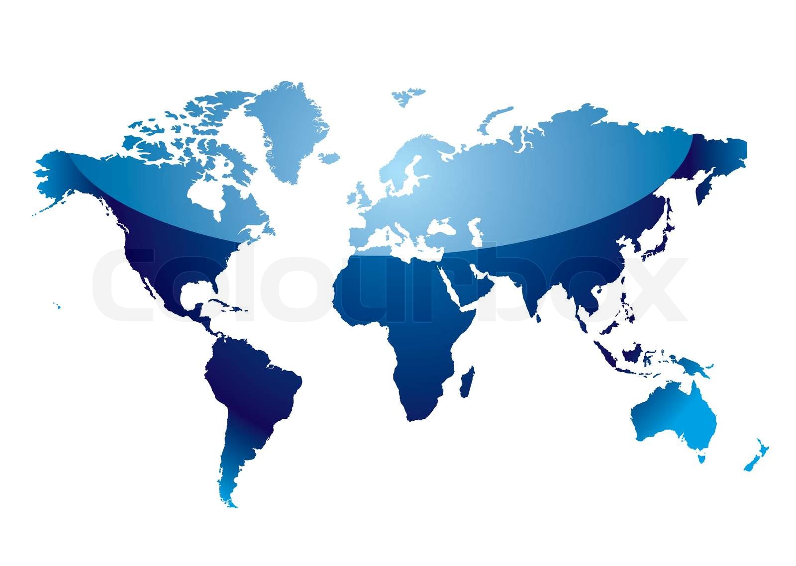 Modern blue world map with light reflection and coast outline | Stock ...