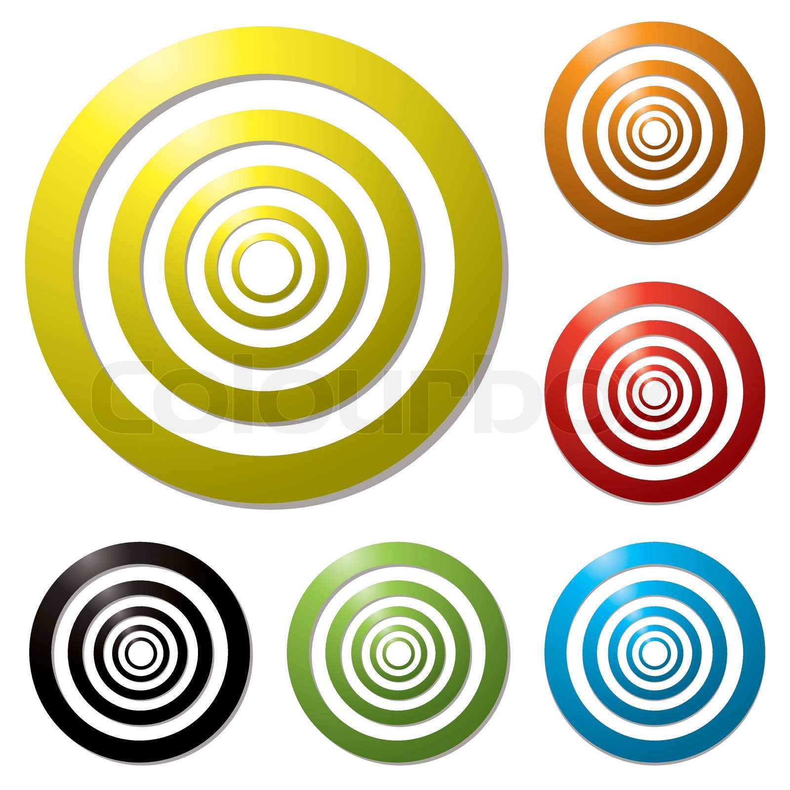 Collection of six colourful targets with drop shadow | Stock vector ...