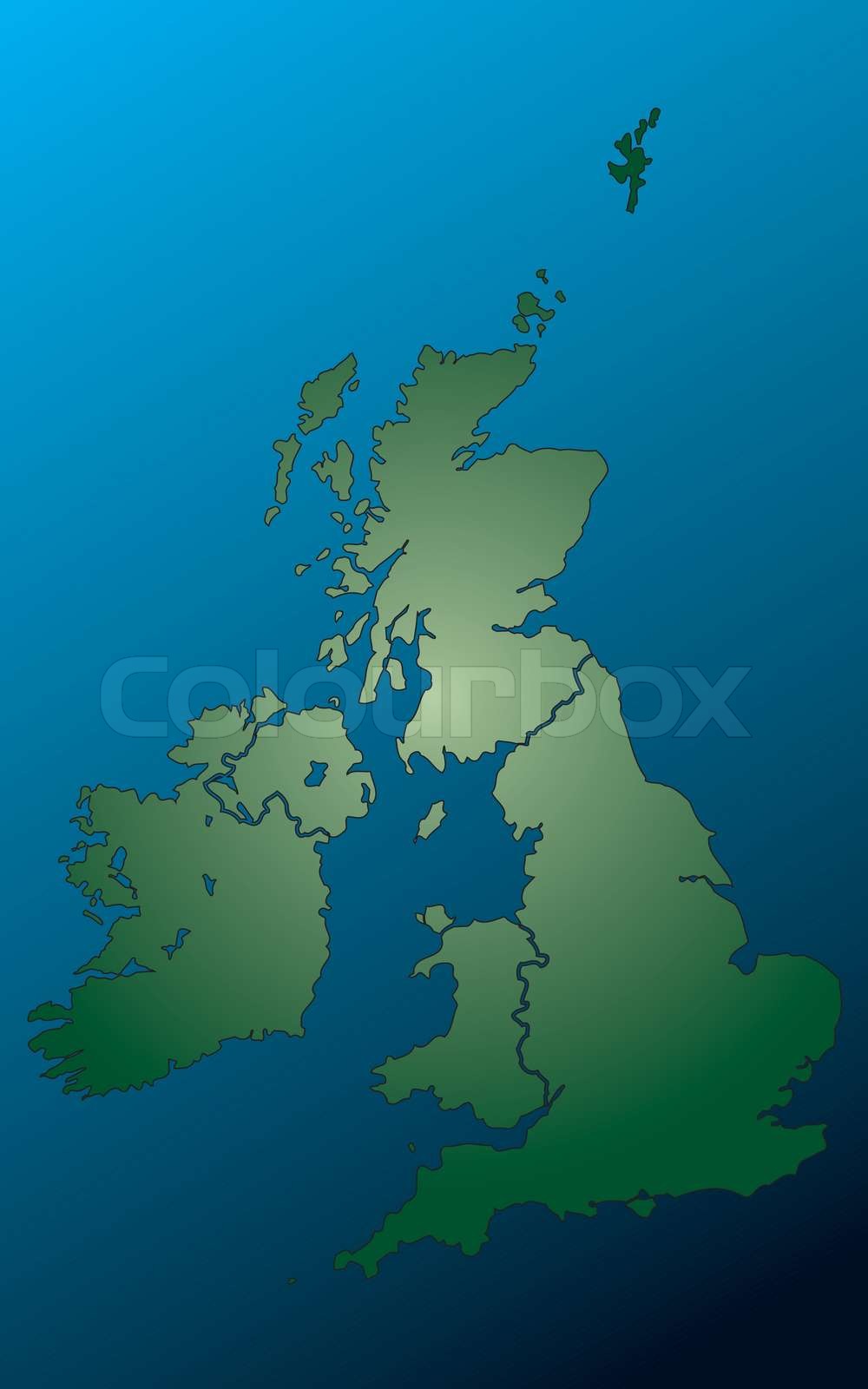 An illustration of the united kingdom in blue and green | Stock vector ...
