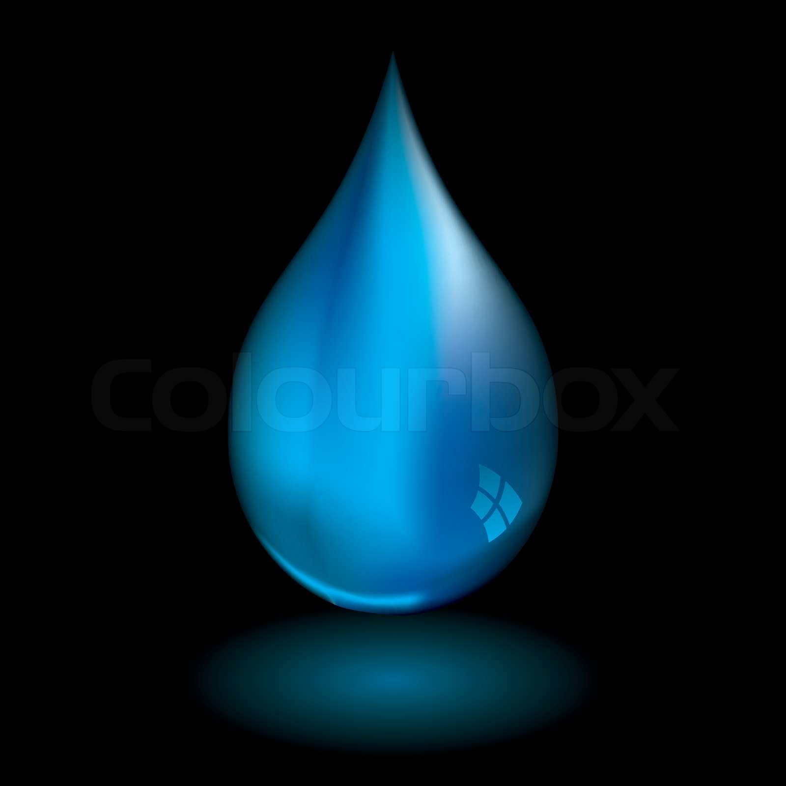 einzelne Wassertropfen mit Lichtreflexion und schwarzem Hintergrund ...