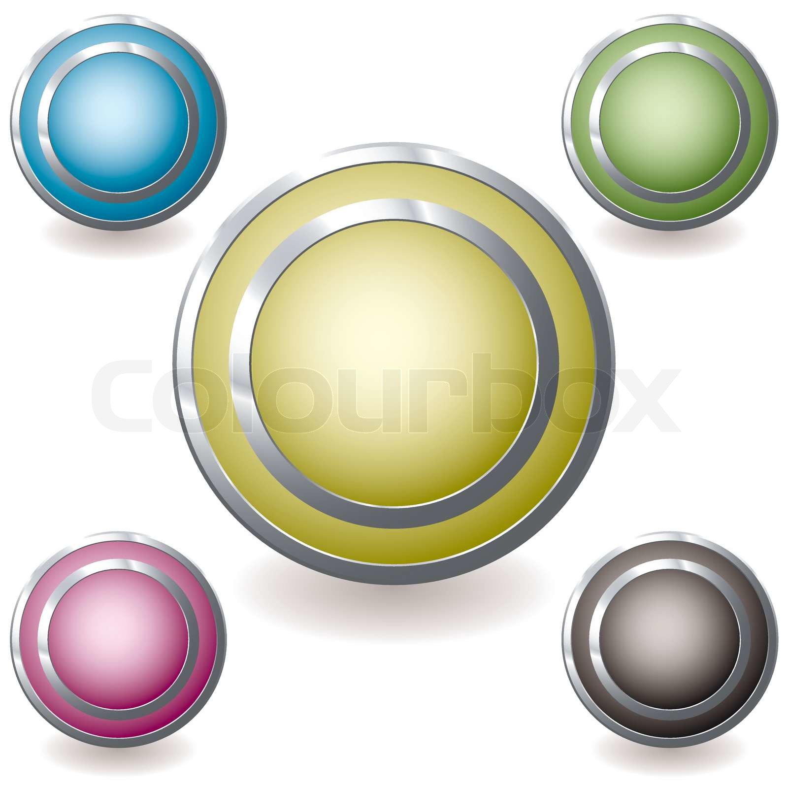 five web icons with silver metal bevel and drop shadow | Stock vector ...