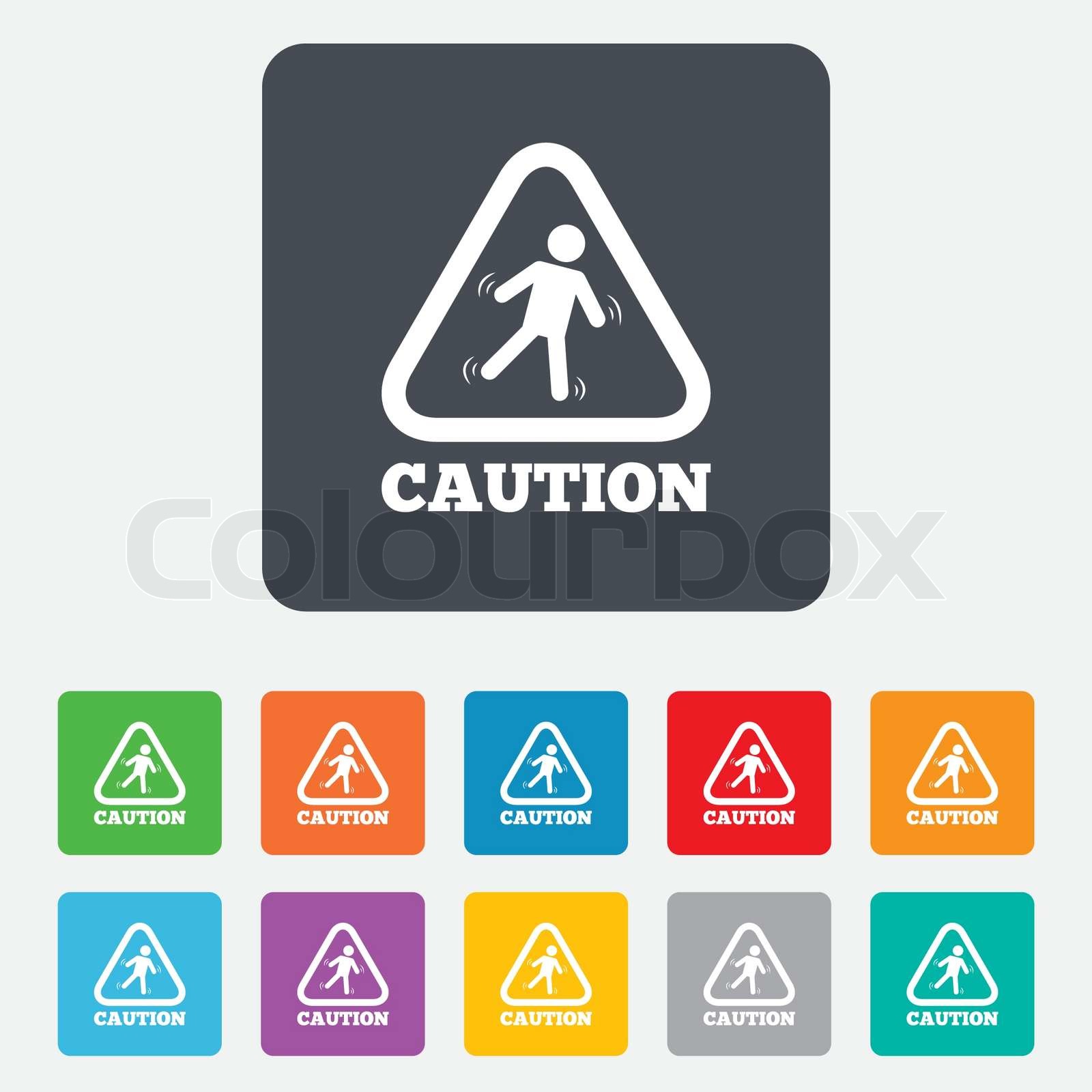 Caution wet floor icon. Human falling symbol. | Stock vector | Colourbox