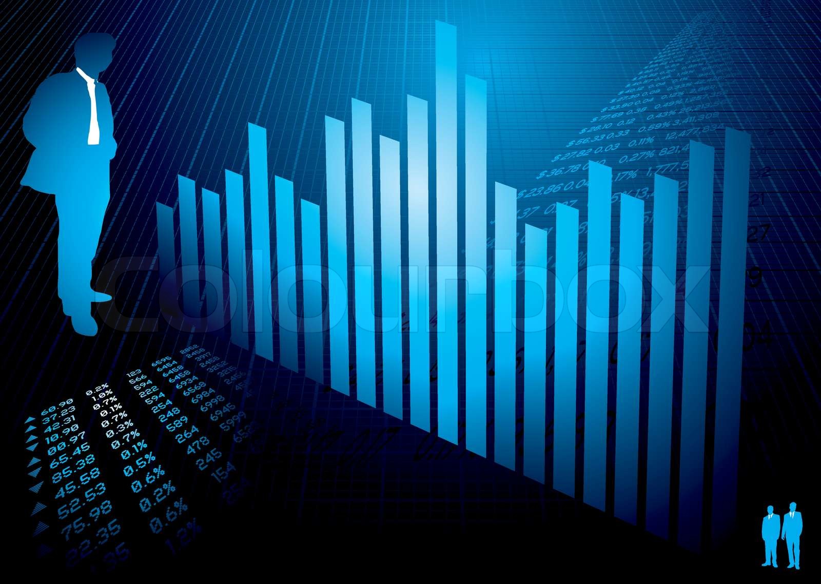 Business background in blue with financial figures and graph | Stock ...