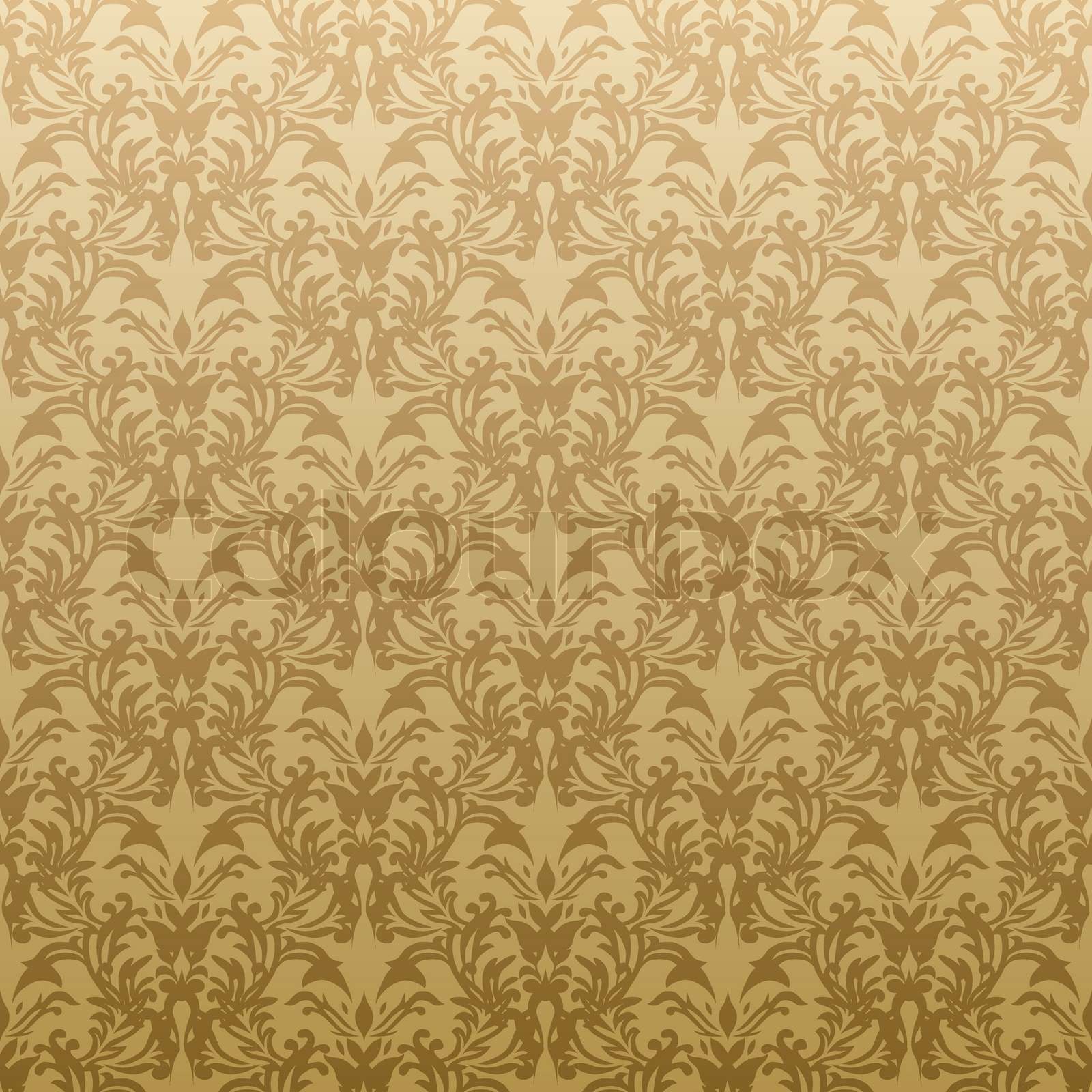 Floral inspired gothic repeat wallpaper design in gold | Stock vector ...