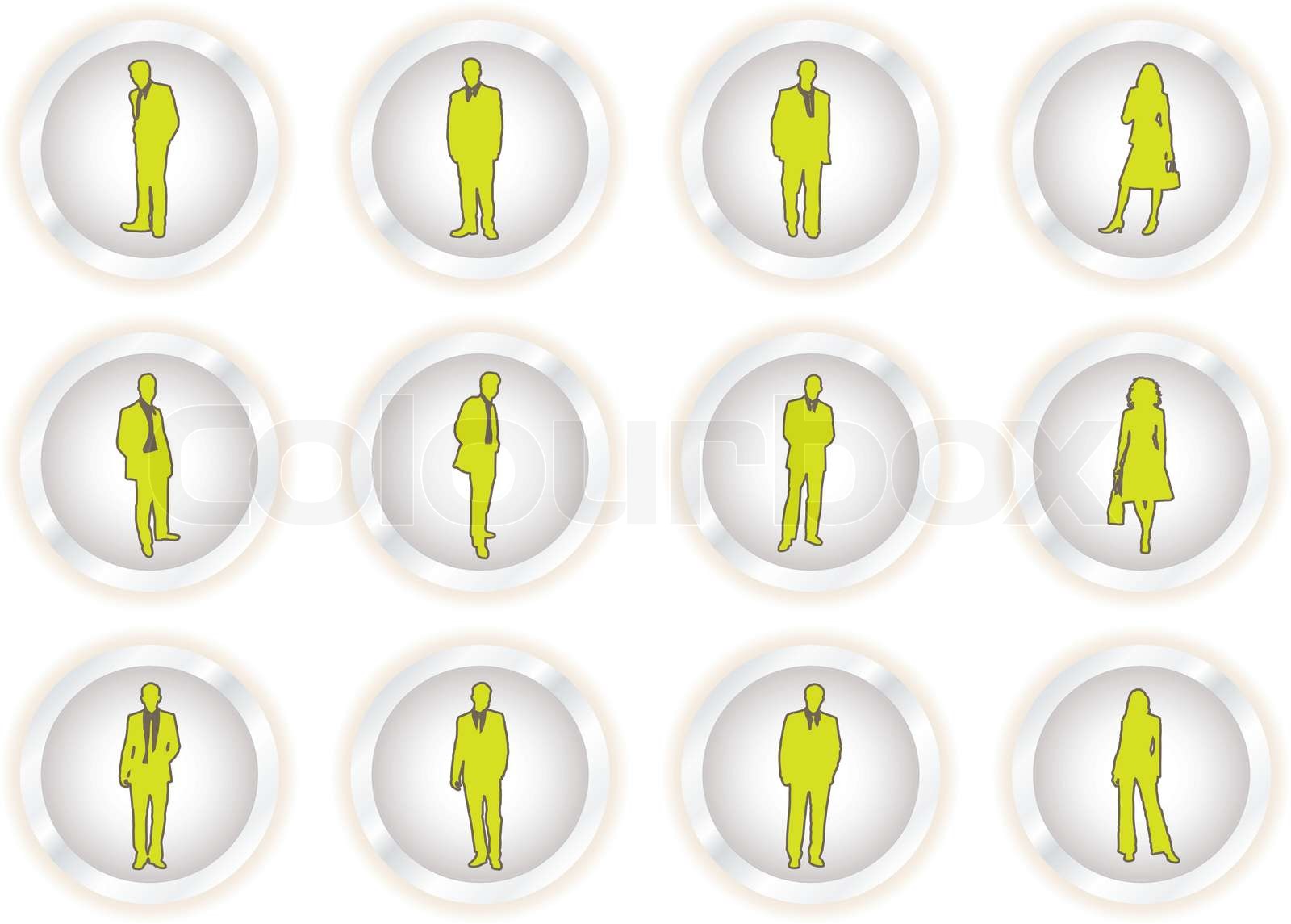 collection of eight business buttons with people outlined | Stock ...